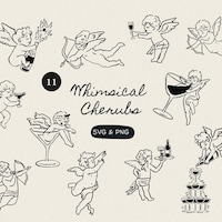 14 Playful Festive Angels Clipart Bundle, Printable Watercolor Angel ...