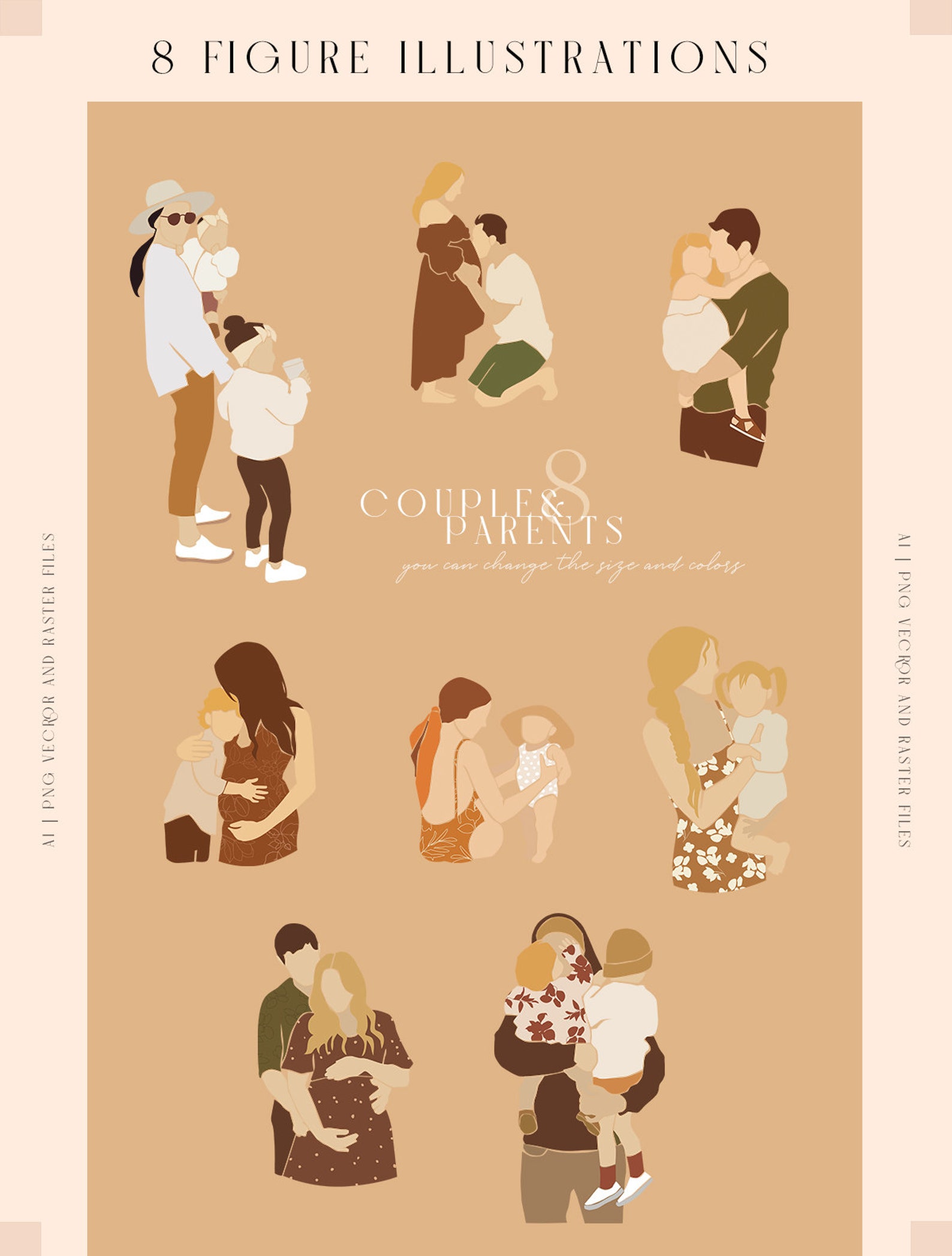 Abstract Family Clipart Parents and Kids - Home Print, Marriage Couple ...