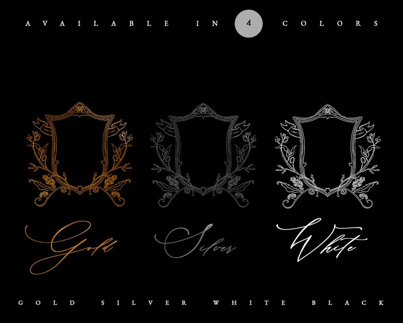 Wedding Crests Vintage Frame Logo Floral Wedding Label - Etsy