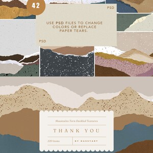 Abstract Mountain Landscapes Torn Deckled Edges Paper Ripped Collage ...