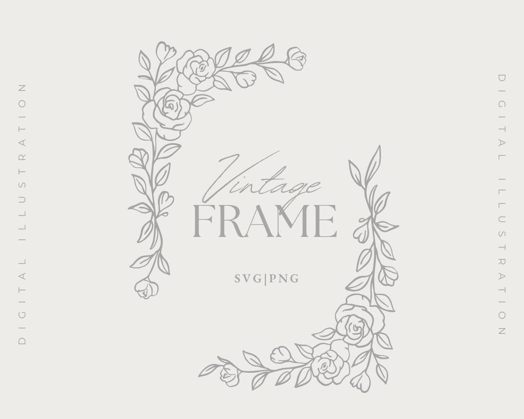 Floral Border Line Art, Botanical Line Art SVG Clipart, Wedding Flowers ...