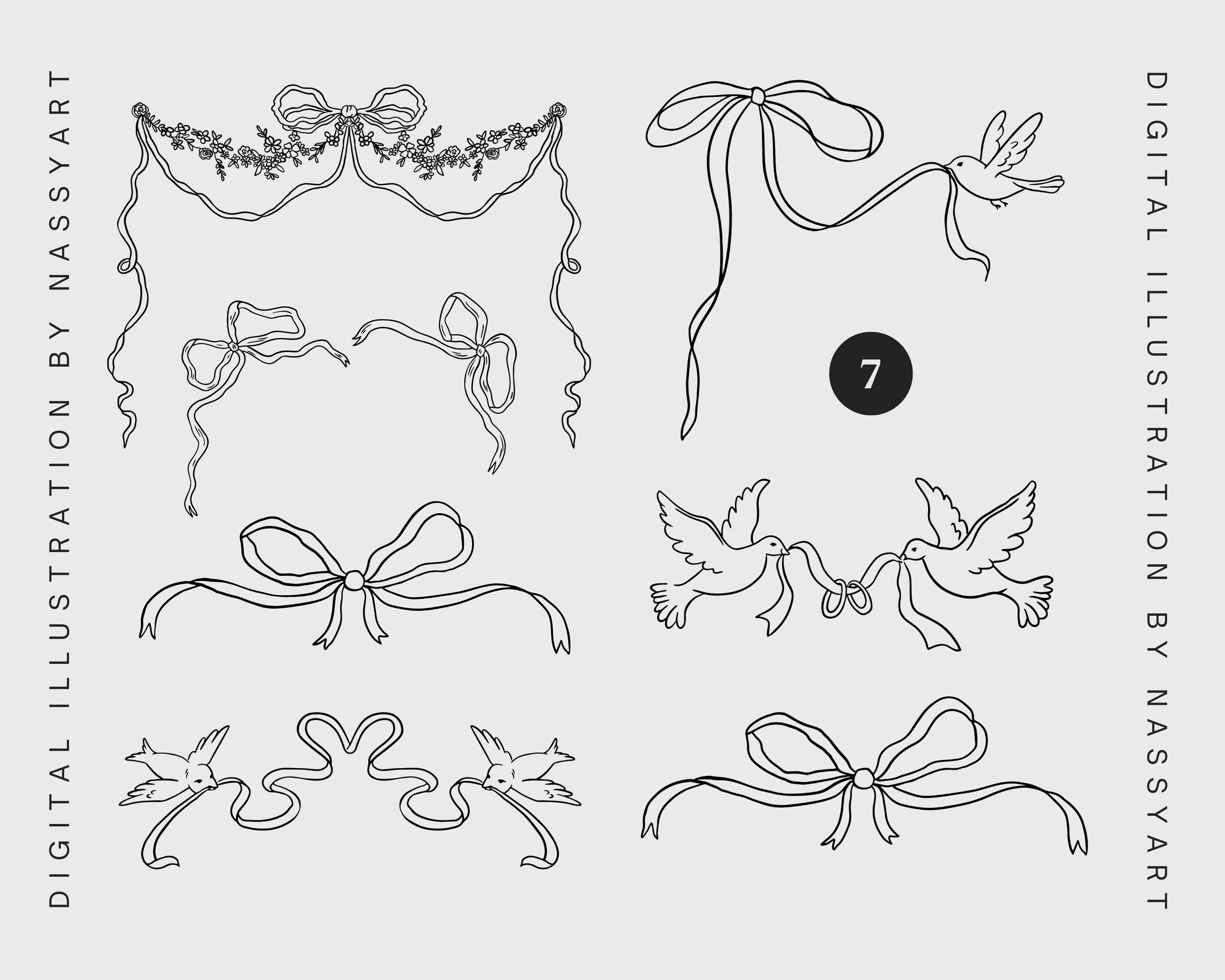 Ribbon Bow Line Art Borders SVG, Bow Frames Svg, Coquette Bows SVG ...