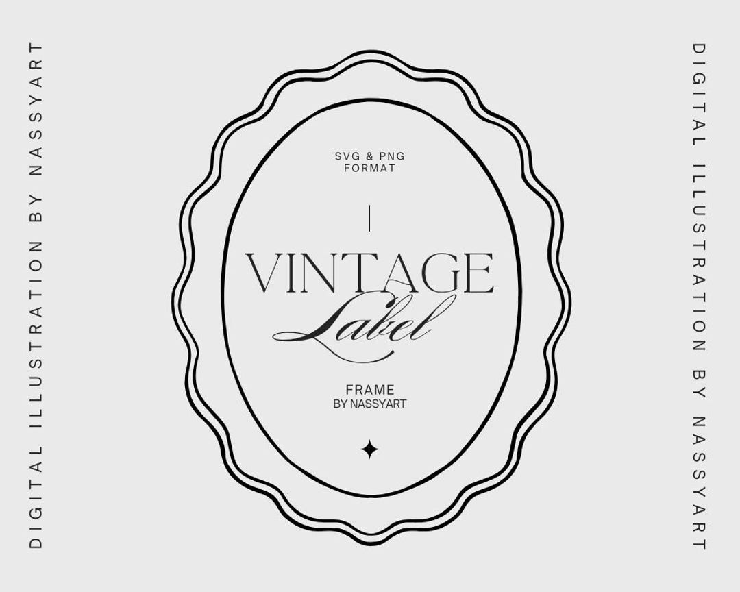 Vintage Label Wavy SVG Frame, Wedding Emblem Label Frame SVG, Line Art ...
