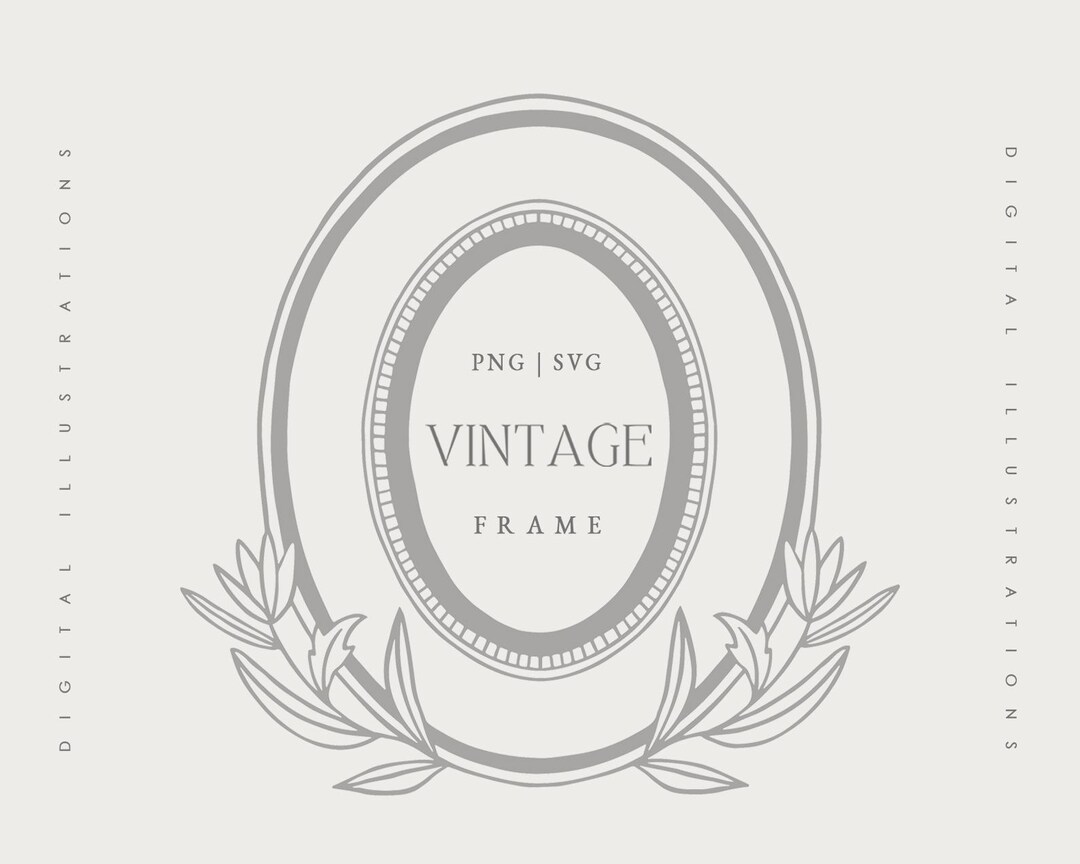 Vintage Oval Crest Frame, Floral Botanical Wedding Frame Clip Art, Oval ...