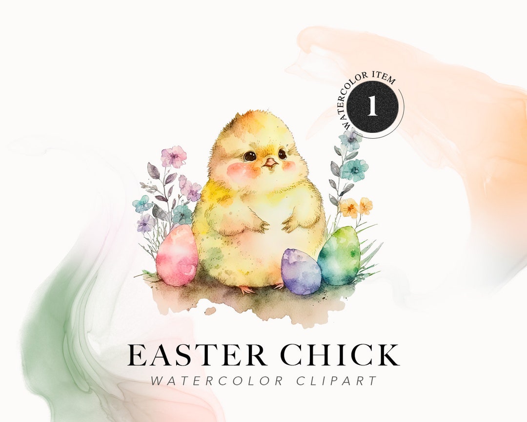 Cute Watercolor Baby Chick Chicken Clipart, Easter Clipart, Cute ...