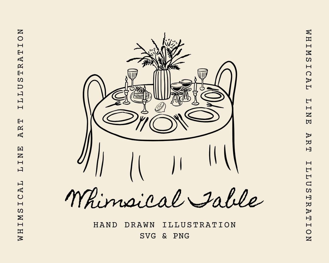 Whimsical Wedding Table SVG Clipart, Doodles for Wedding Invitation ...