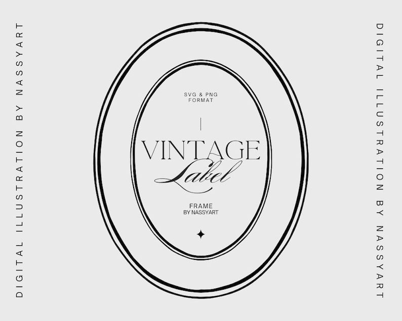 Vintage Oval Label Frame SVG, Wedding Emblem SVG, Line Art Waves Frame ...
