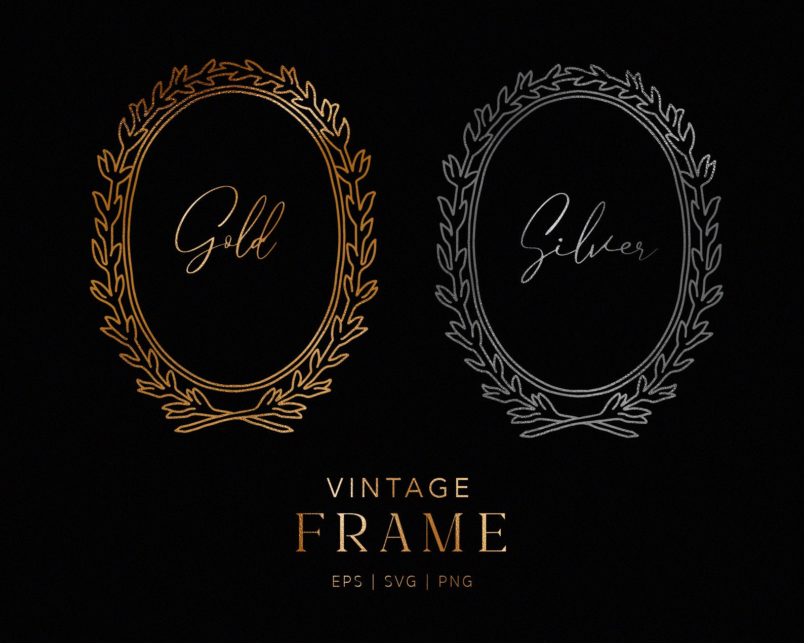 Baroque Vintage Line Art Vector EPS SVG Frame Wedding Clipart ...