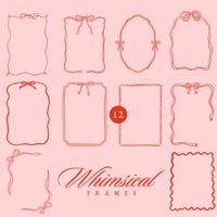 Hand Drawn Bow Frame Clipart Bundle, Wedding Invitation, Whimsical ...