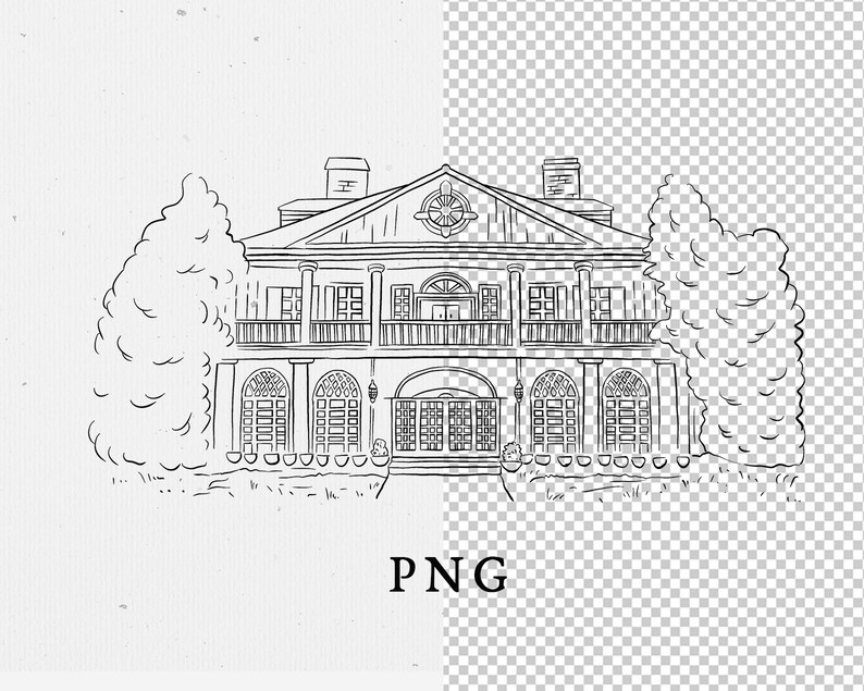Cottage House Line Art Farmhouse Wedding Clipart Country - Etsy