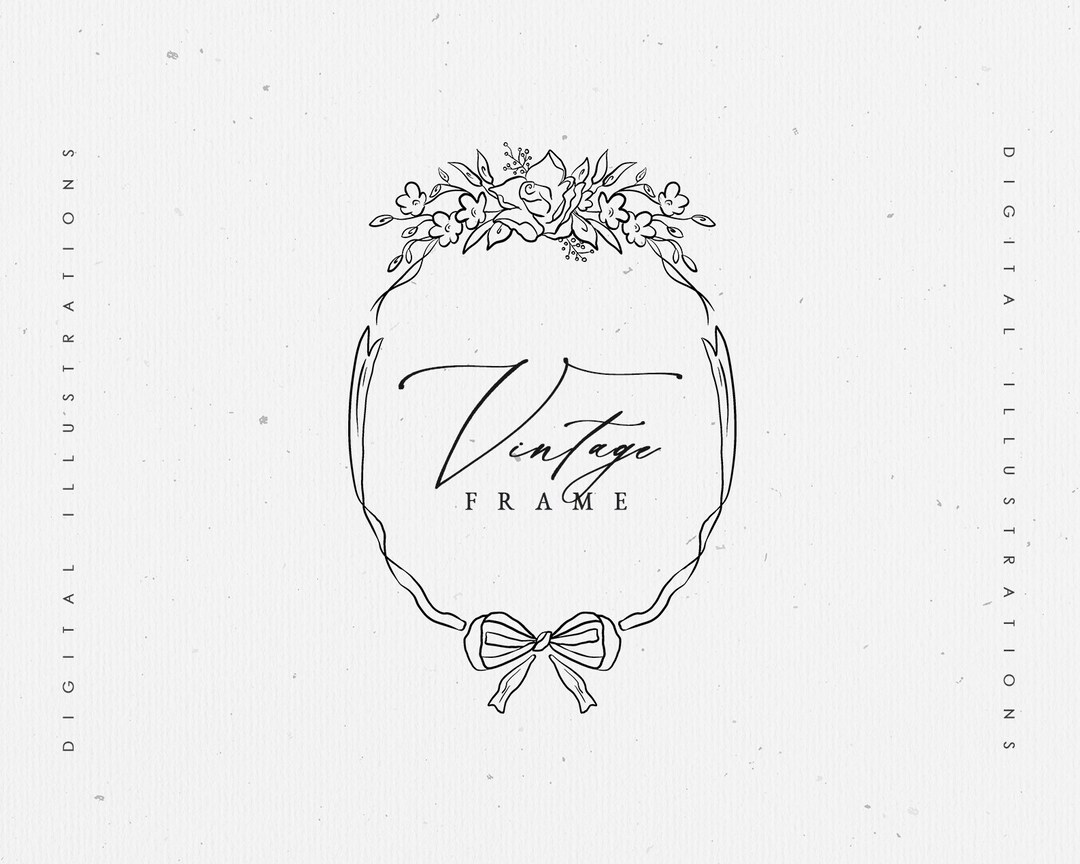 Gold Ornate Vintage Antique Floral Frame Line Art Victorian Wedding PNG ...