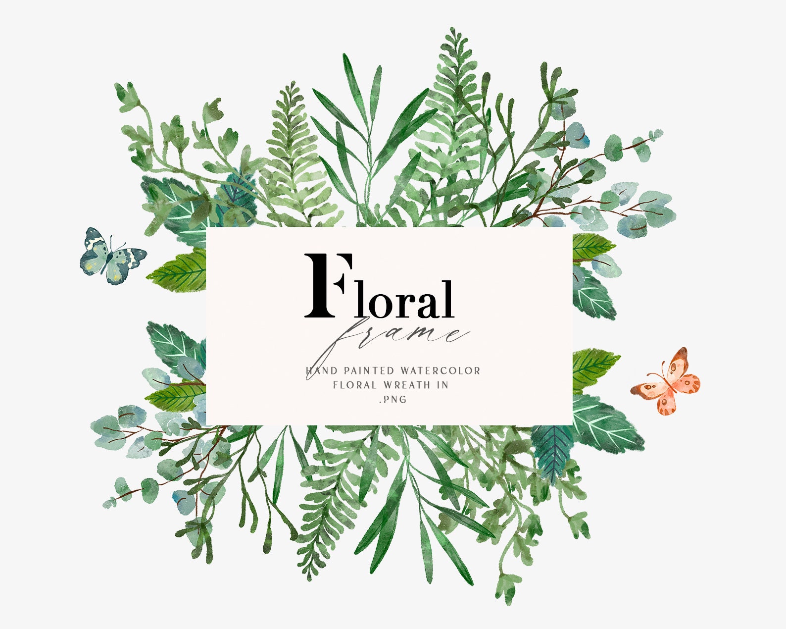 Greenery Watercolor Wildflower Borders Clipart Summer - Etsy