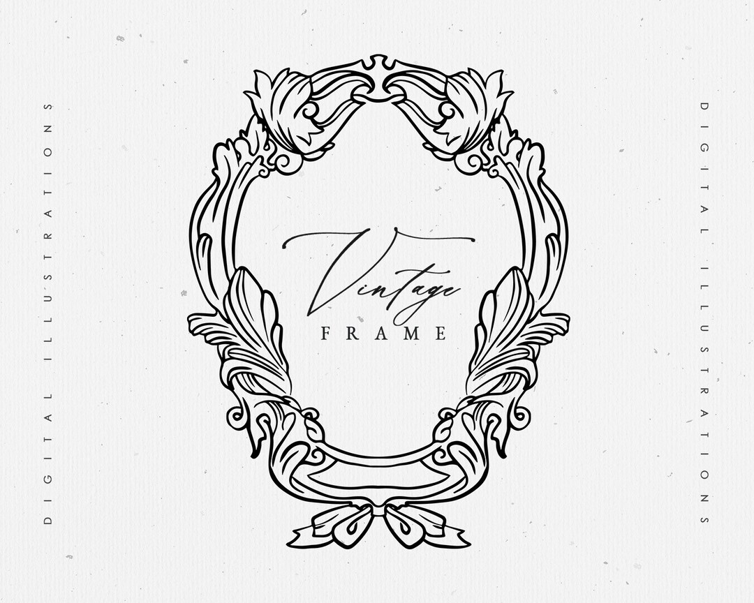 Vintage Crest Frame SVG, Baroque Line Art Crest Frame, Wedding Family ...