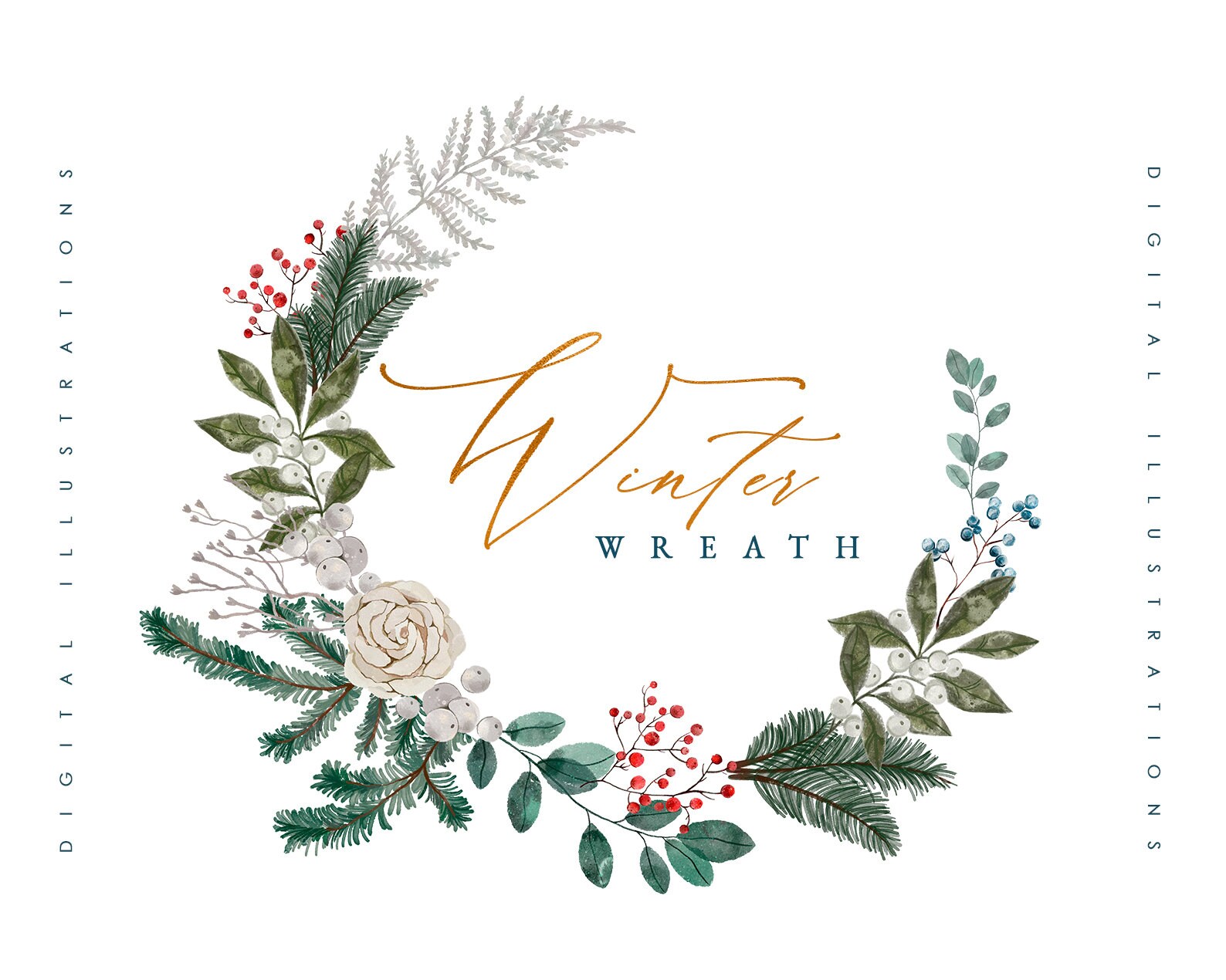 Watercolor Winter Wreaths Clipart Premade Christmas Wreath - Etsy