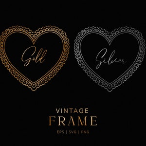 Baroque Vintage SVG Wedding Frames - Heart Frames for Cricut - Wedding ...