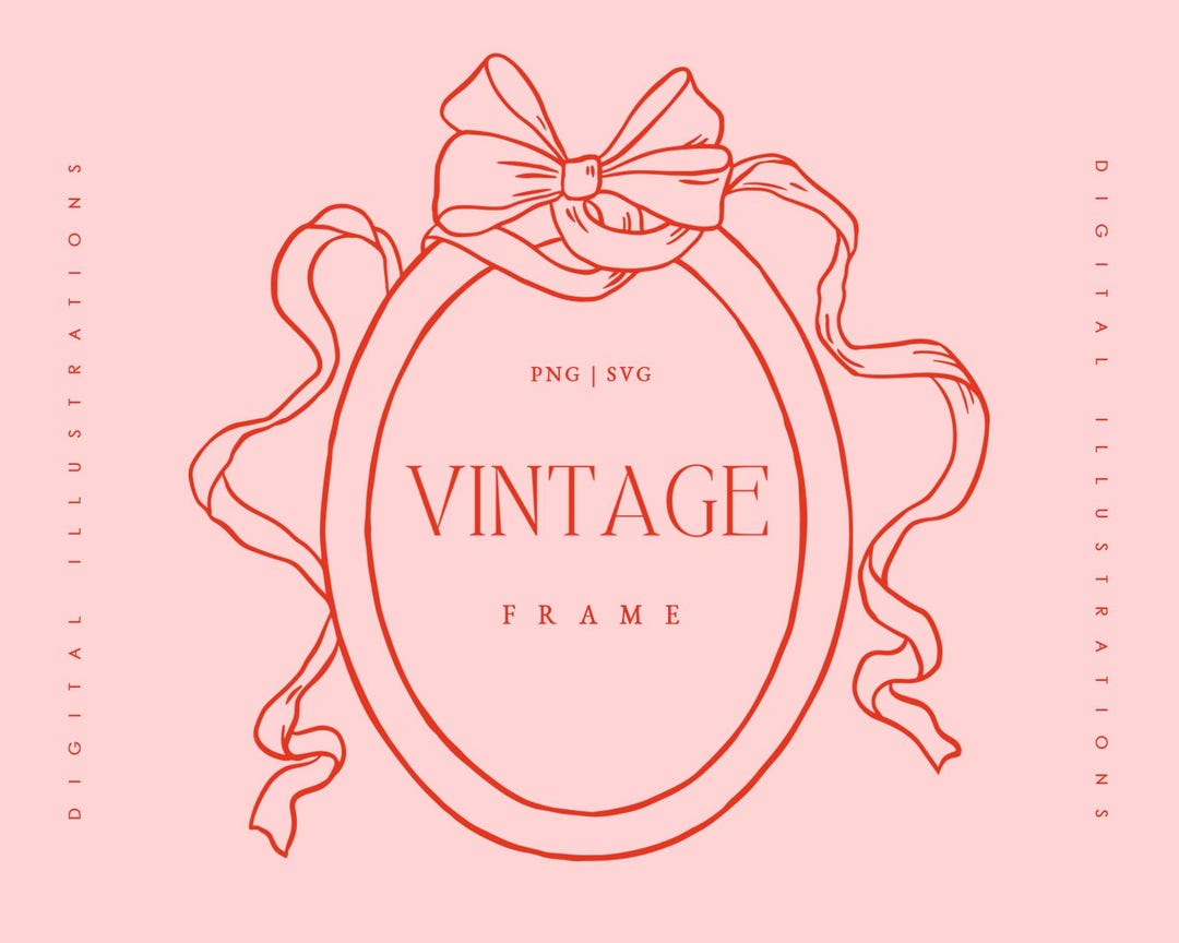 Whimsical Baroque Ribbon Bow Crest Frame SVG - Coquette Frame - Wedding ...