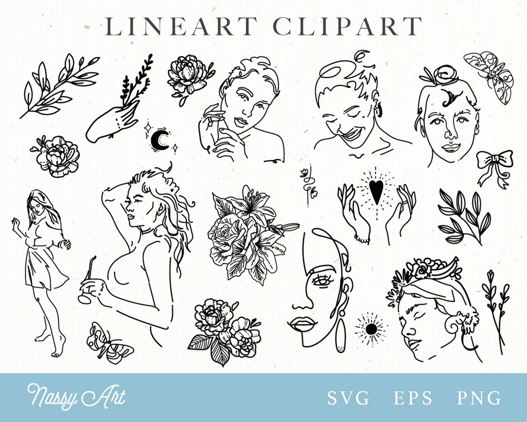 Face One Line Art SVG Flower Line Art Single Logo Botanical Clipart ...