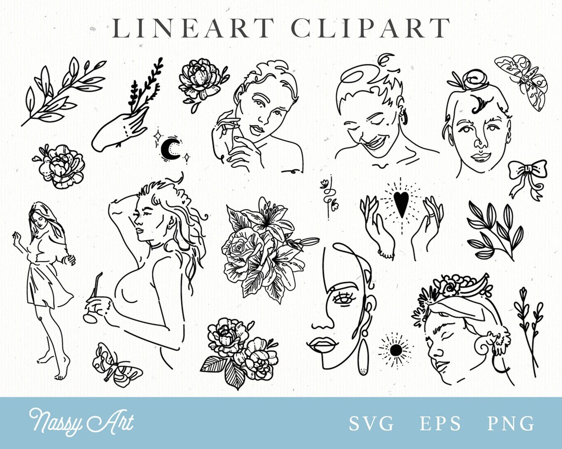 Face One Line Art SVG Flower Line Art Single Logo Botanical - Etsy