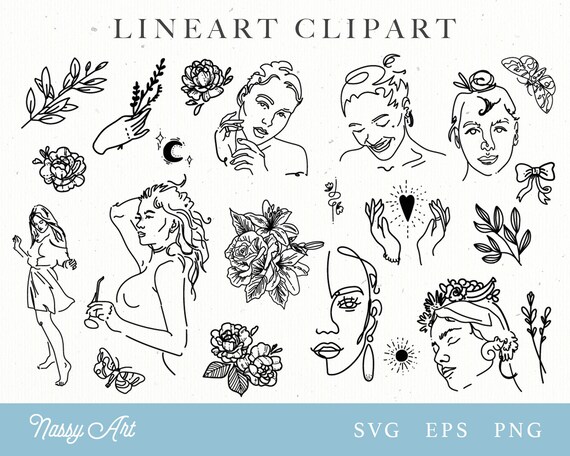 Face One Line Art SVG Flower Line Art Single Logo Botanical | Etsy