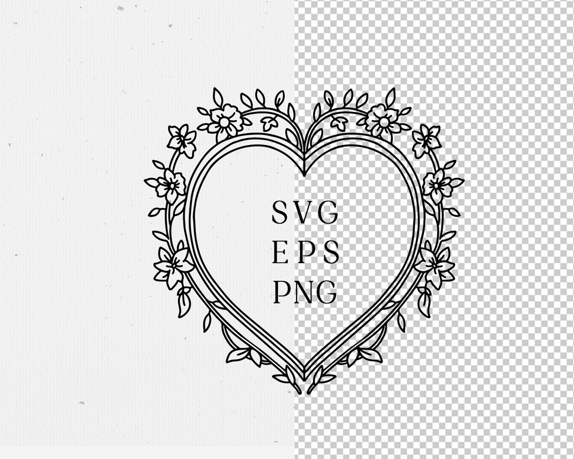 Baroque Frame SVG - Floral Wreath SVG Cricut - Valentine's Day Heart ...