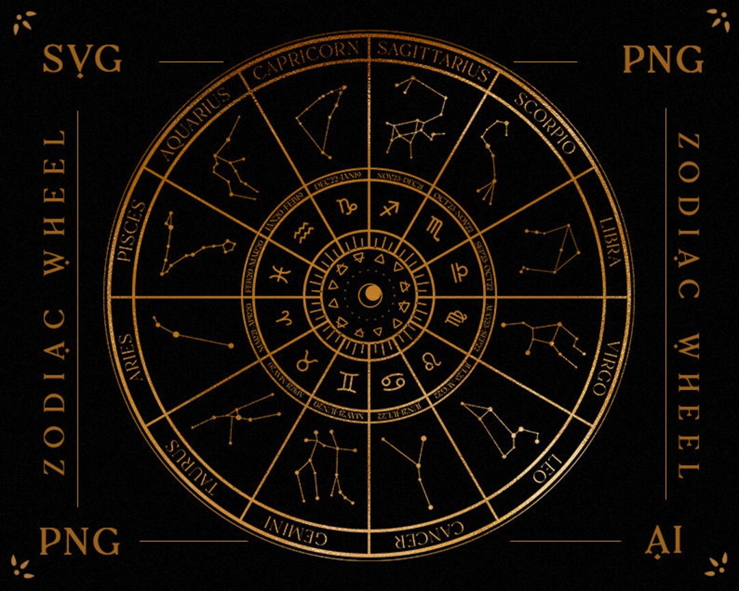 Zodiac Constellations Wheel SVG Astronomy Signs Symbols - Etsy