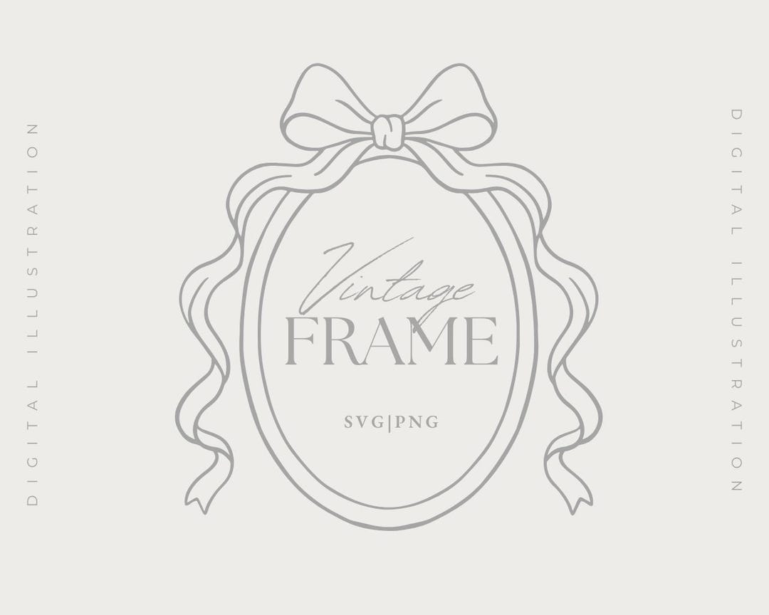 Baroque Ribbon Bow Crest Frame SVG - Coquette Frame - Wedding Monogram ...