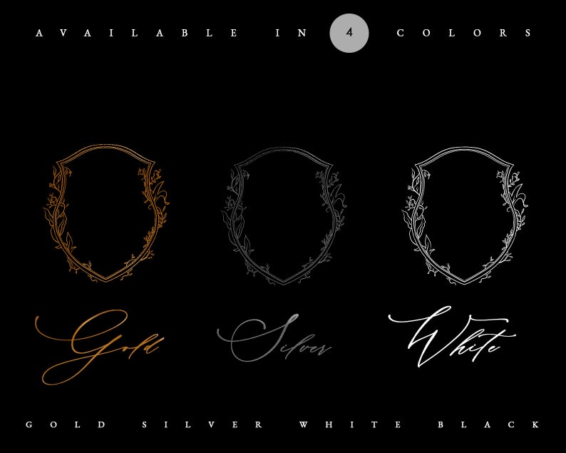 Floral Crest - Vintage Vector Eps Wedding Frames - Victorian Logo ...