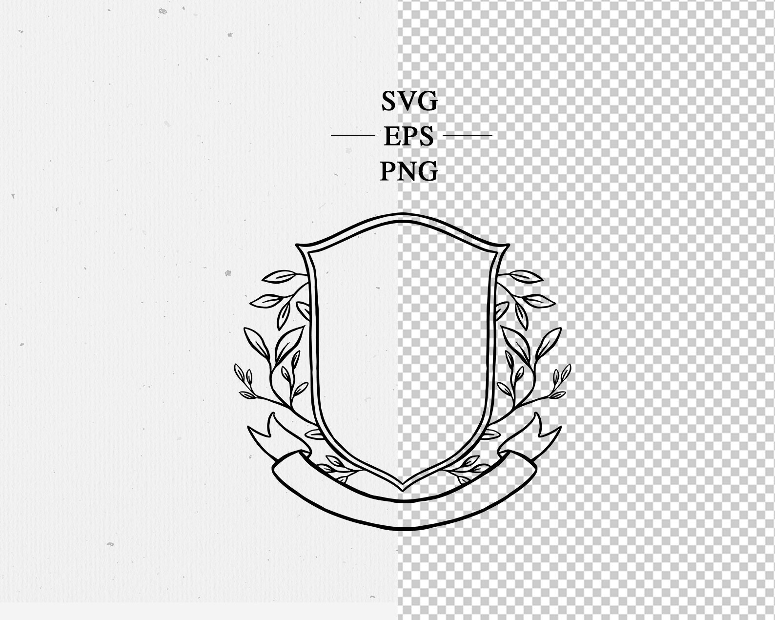 Vintage Crest Frame EPS SVG, Vintage Floral Frames, Fine Line Frame ...
