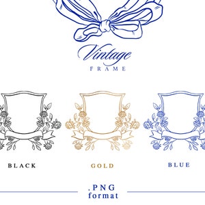 Vintage Crest Frame EPS SVG, Vintage Floral Frames, Fine Line Frame ...