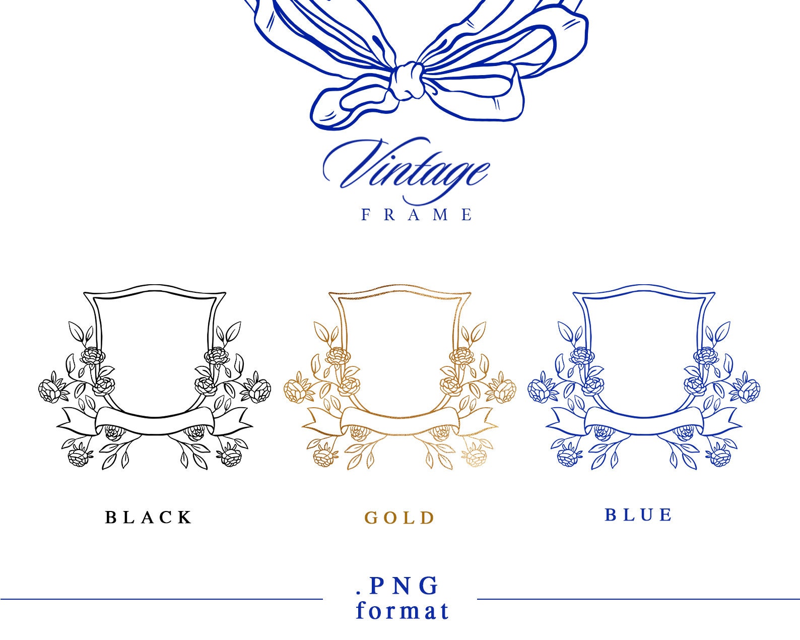Vintage Crest Frame EPS SVG, Vintage Floral Frames, Fine Line Frame ...
