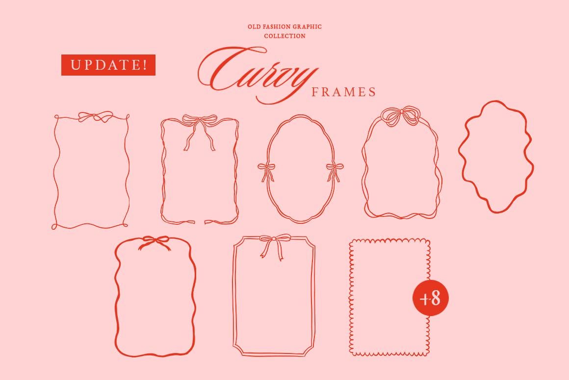 Hand Drawn Whimsical Frames Svg & Png, Whimsical Frames, Ribbon Bows ...