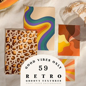 Retro Digital Paper Hippie 60s 70s Abstract Landscape Texture Vintage ...