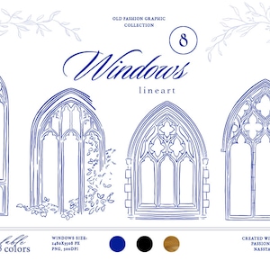 Vintage Windows SVG EPS PNG Wedding Invitation Baroque Victorian Decor ...
