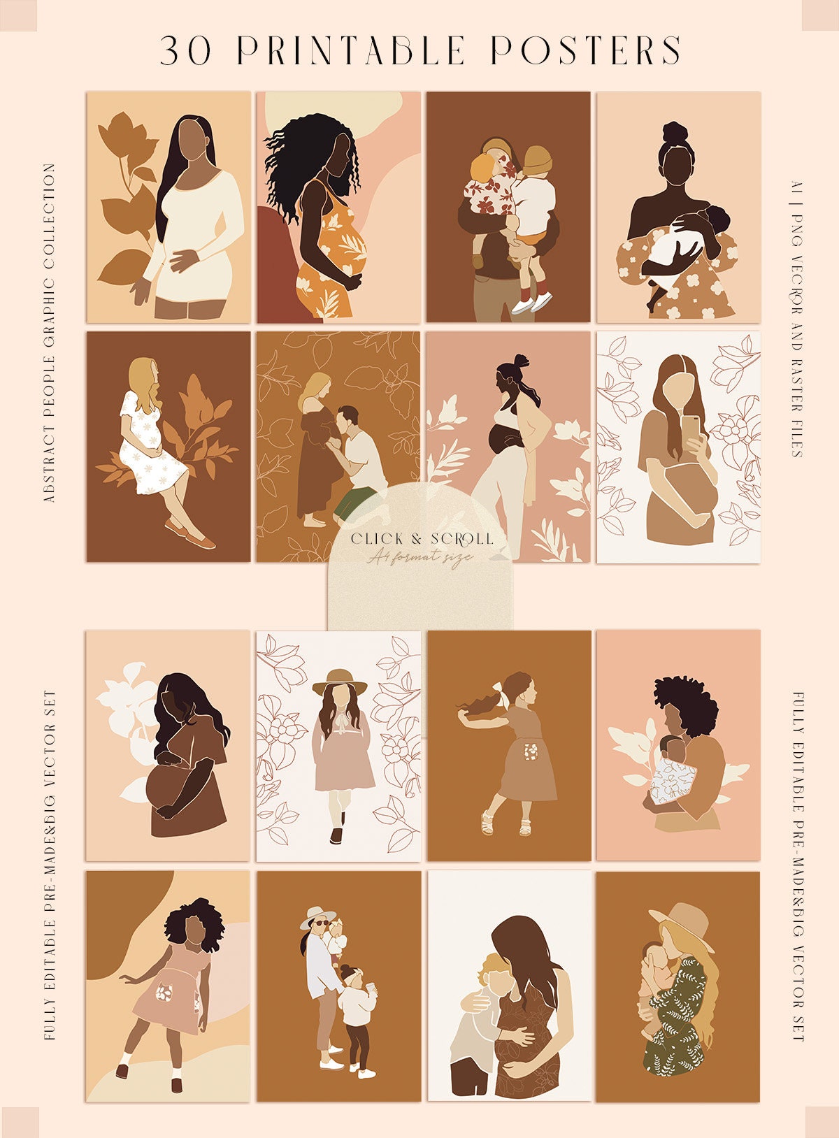 Abstract Family Clipart Kit Abstract Vector Digital Print | Etsy