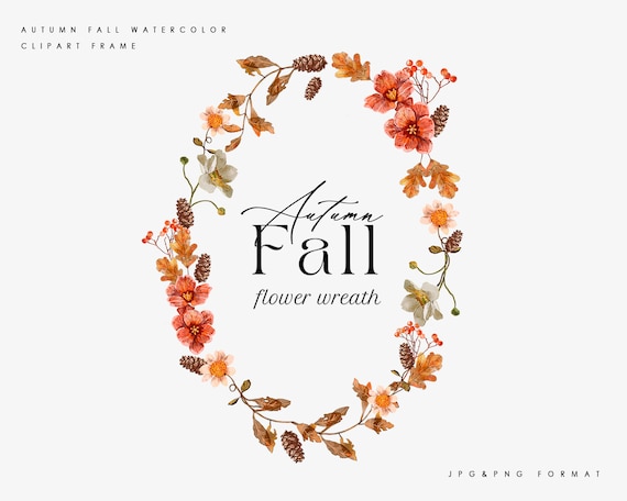 Autumn Fall Watercolor Wreath Watercolor Floral Wreath - Etsy