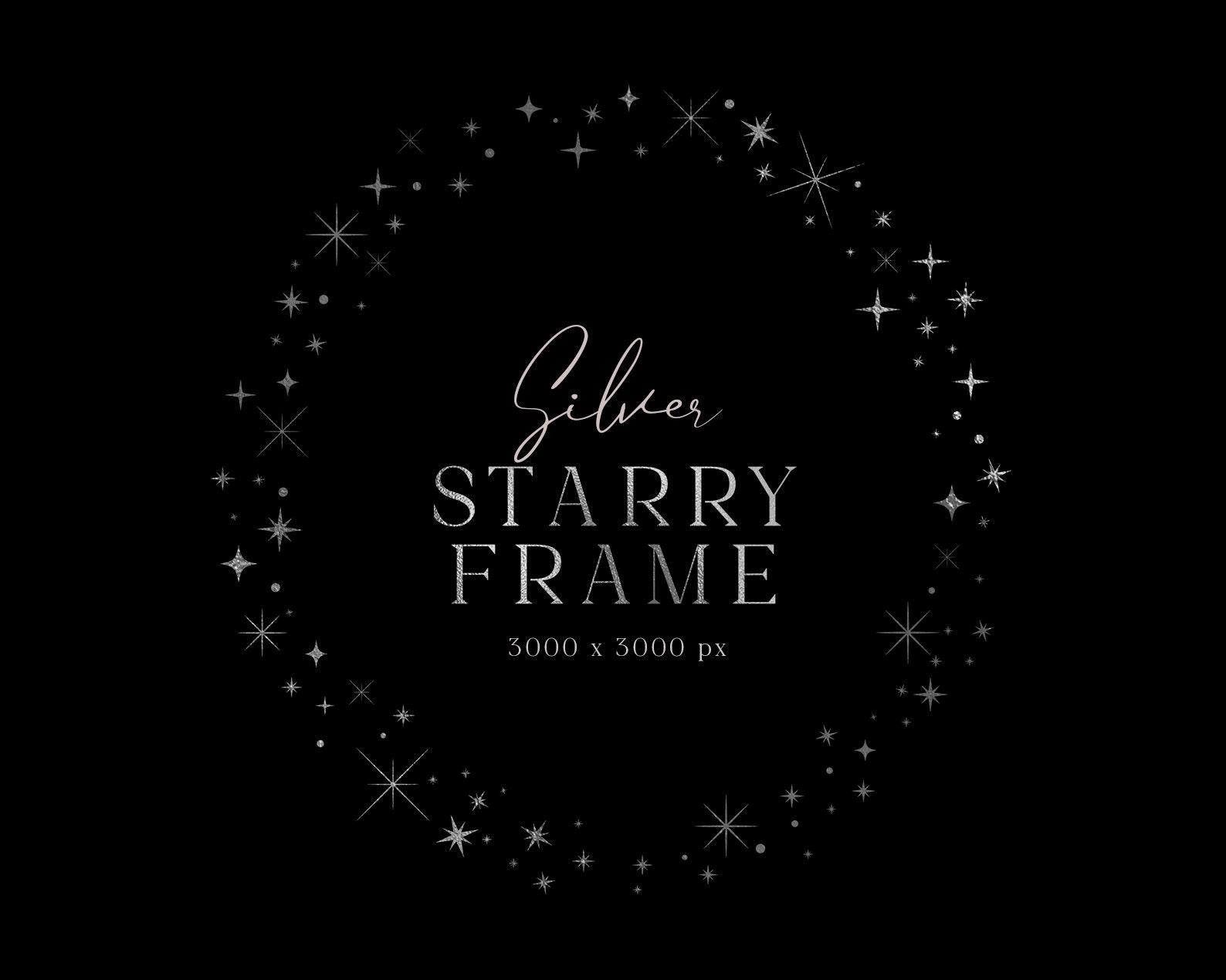Stars Sparkles Circle Frame SVG, Celestial Gold Silver Round Frame SVG ...