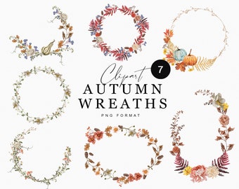 Fall Watercolor Wreath Autumn Floral Wreath Clipart Fall Frame ...