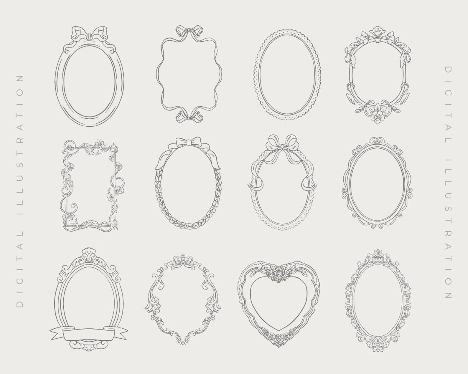 Vintage Antique Frames Set - Victorian Frame SVG Clipart - Ornate ...