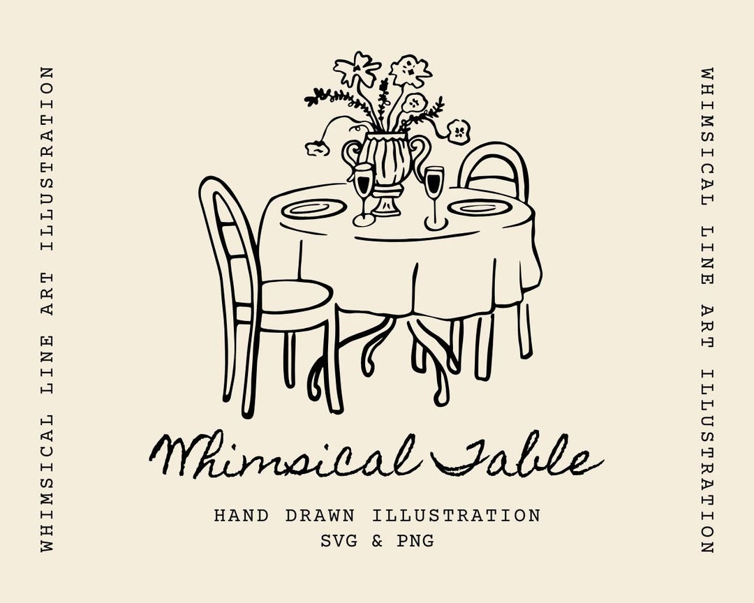 Hand Drawn Dinner Table SVG PNG, Wedding Table Icon, Table Clipart ...
