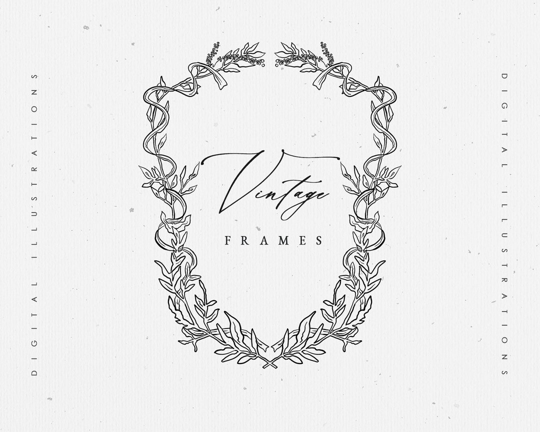 Wedding Crests, Vintage Frame, Logo, Floral, Wedding, Label, Vintage ...