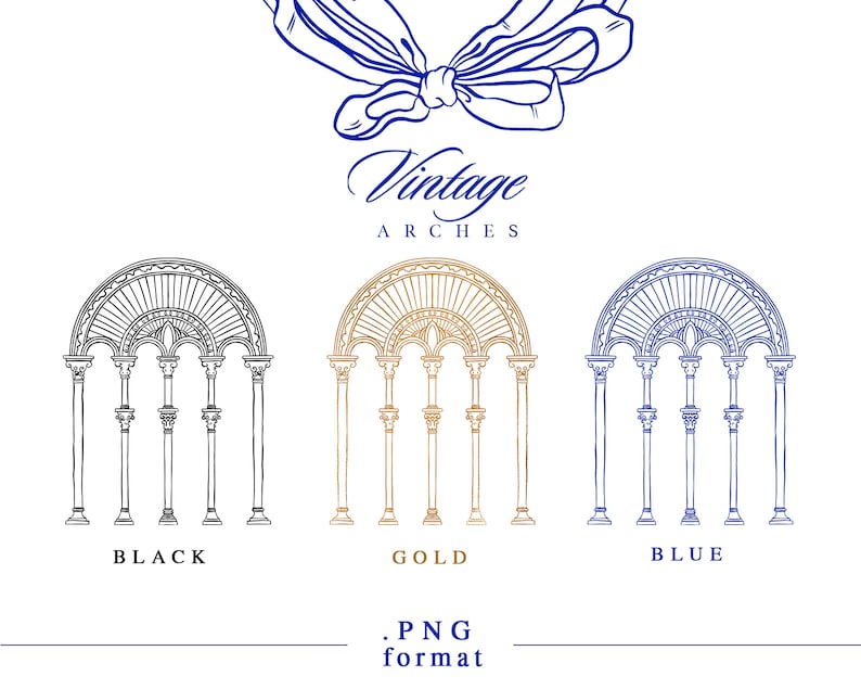 8 Vintage Line Art Wedding Invitation Arches Clipart SVG EPS - Etsy