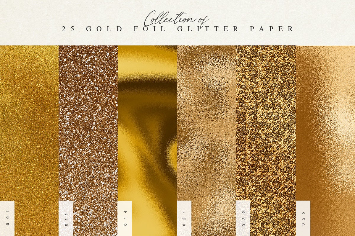 Gold Foil Glitter Metallic Digital Paper, Luxury Golden Gold Gradient ...