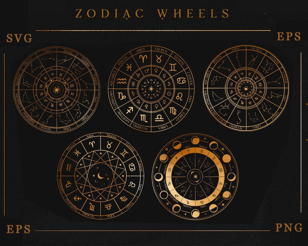 Zodiac SVG Astrology Wheel Constellations Clipart, Wheel of the Year ...