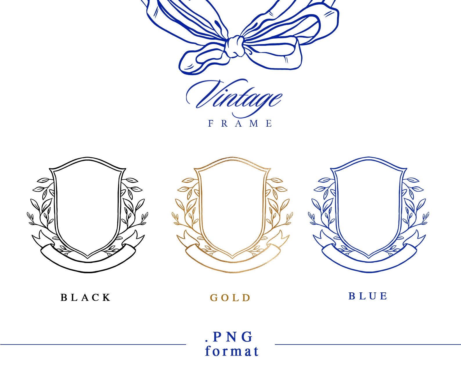 Vintage Crest Frame EPS SVG Vintage Floral Frames Fine Line - Etsy