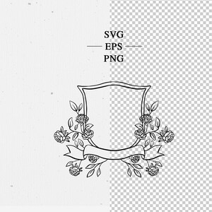 Vintage Crest Frame EPS SVG, Vintage Floral Frames, Fine Line Frame ...