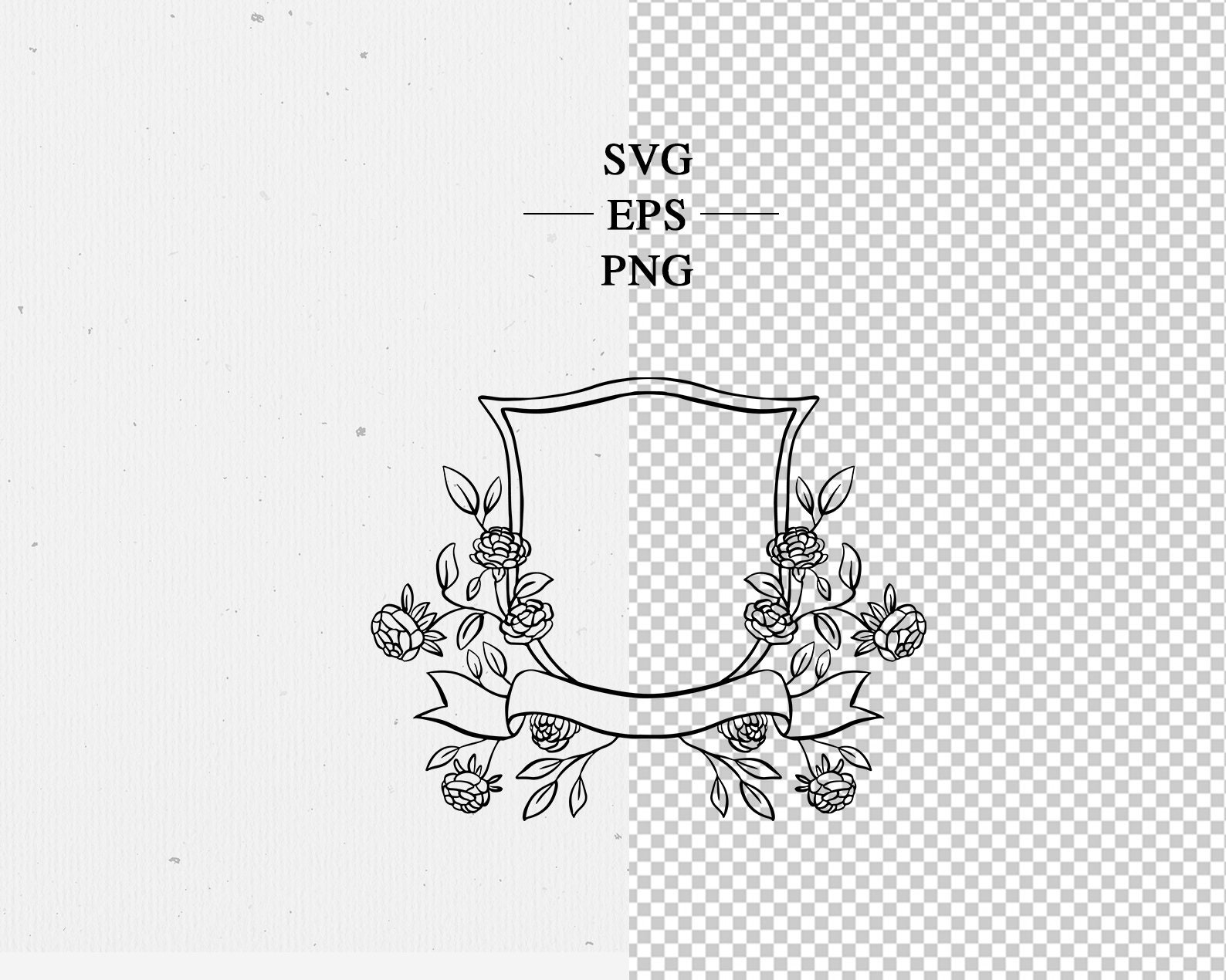 Vintage Crest Frame EPS SVG Vintage Floral Frames Fine Line - Etsy