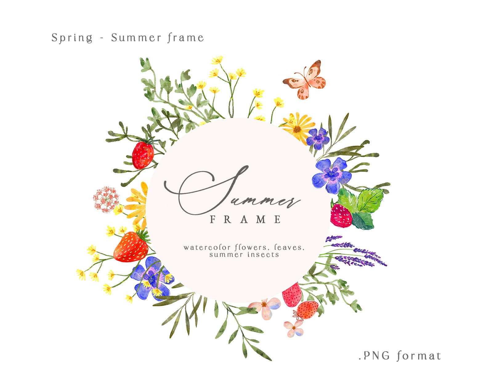 Summer Watercolor Floral Frames Clipart Wildflowers Frame - Etsy