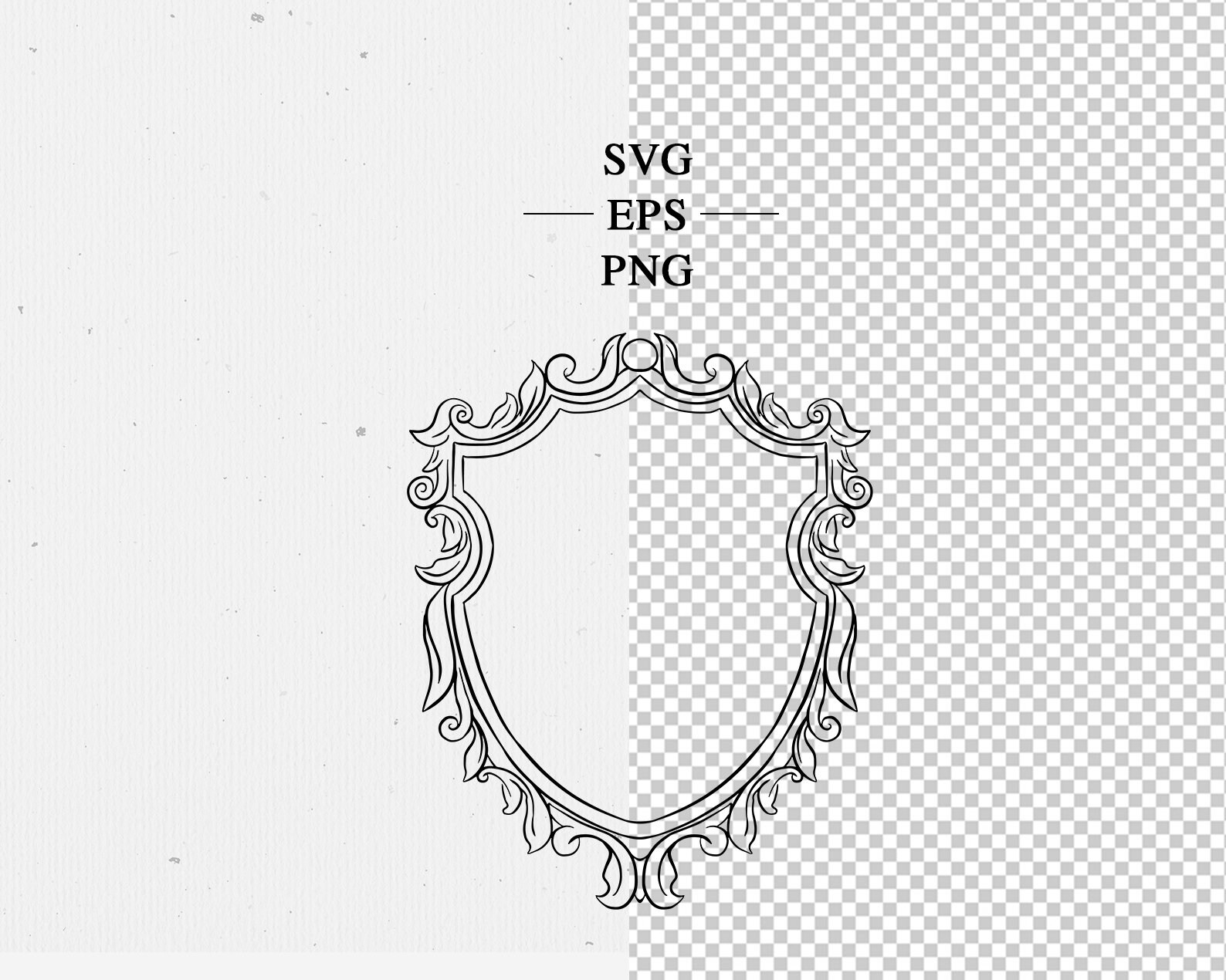 Vintage Crest Frame EPS SVG, Vintage Floral Frames, Fine Line Frame ...