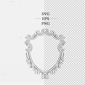 Vintage Crest Frame EPS SVG, Vintage Floral Frames, Fine Line Frame ...