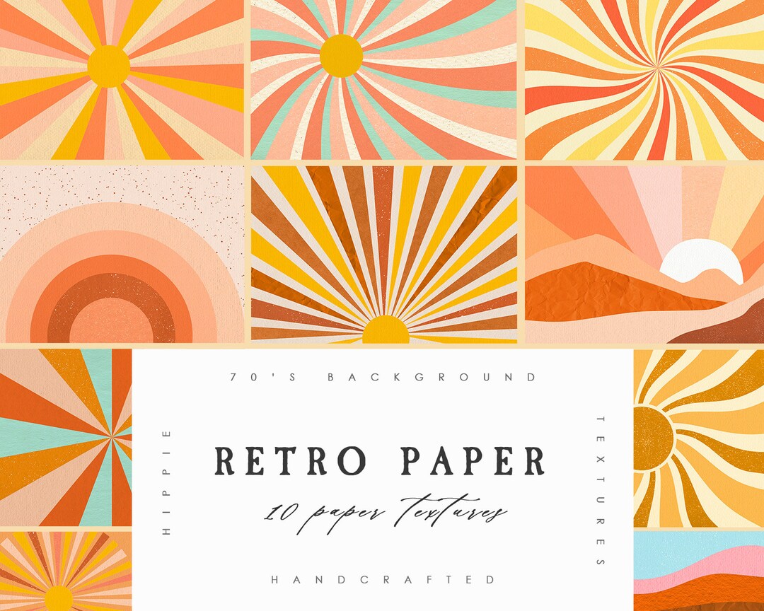 Retro Paper Background 60s 70s Groovy Decor Hippie Poster Good Vibes - Etsy